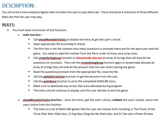 Solved DESCRIPTION: You will write a menu-based program that | Chegg.com