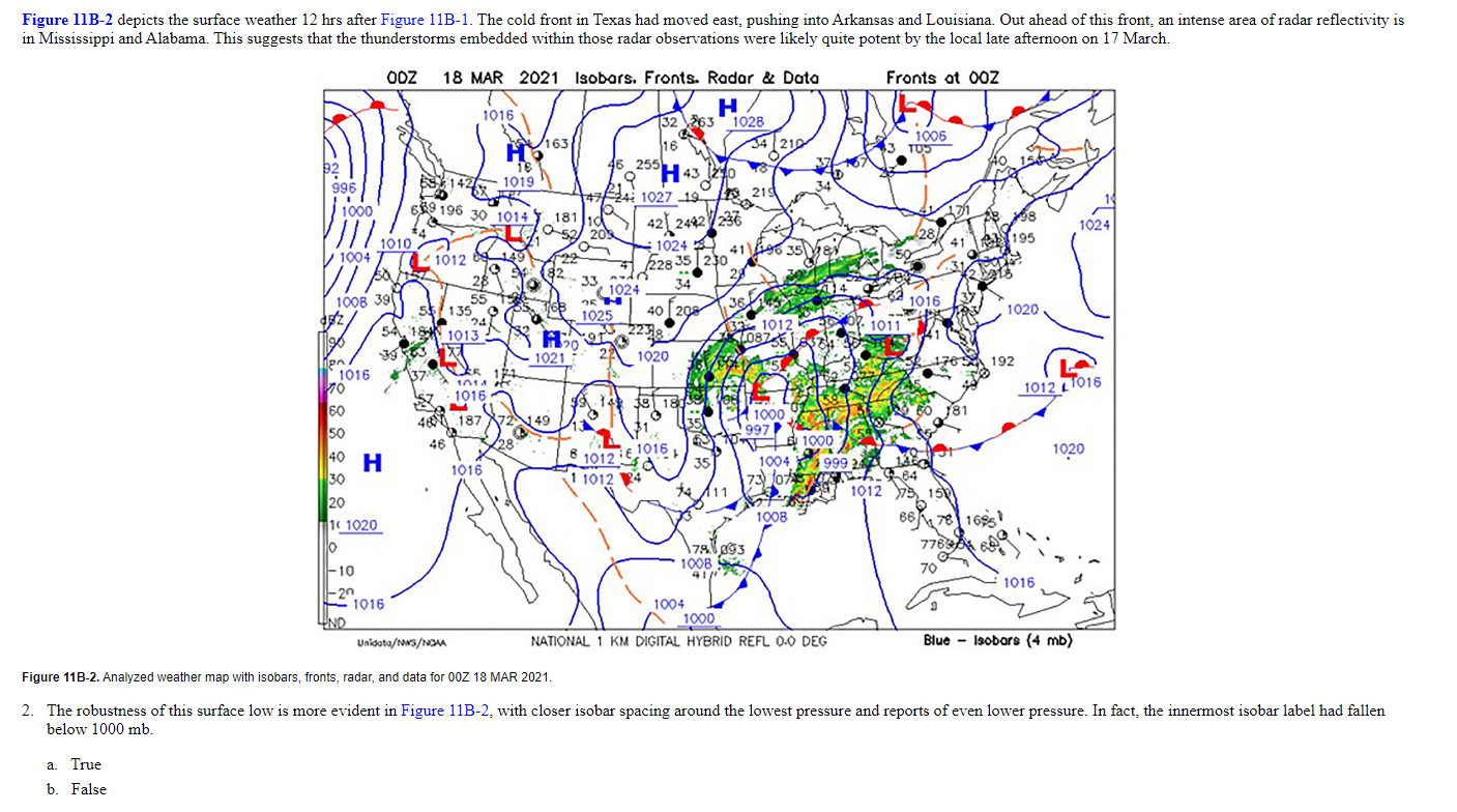 Solved Figure 11B-1. Analyzed weather map with isobars, | Chegg.com