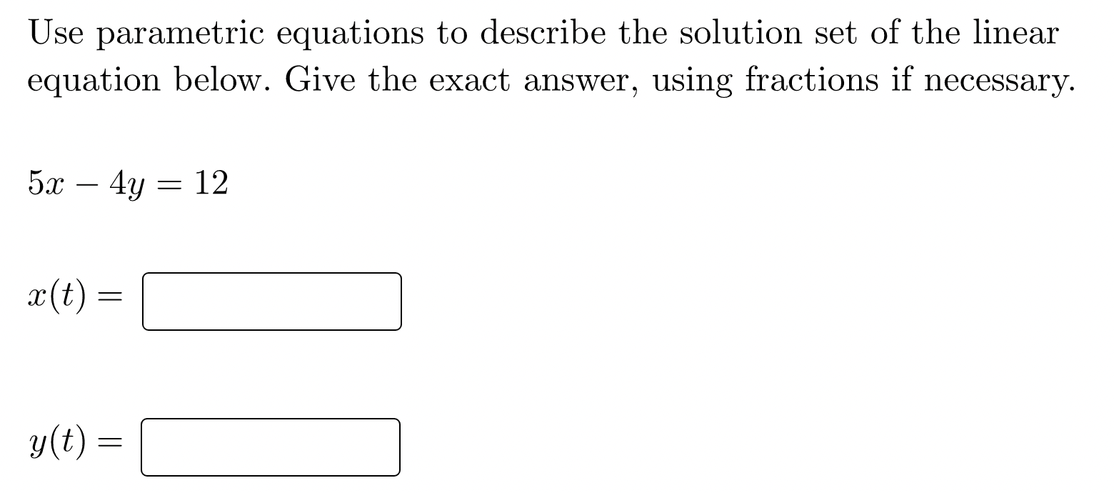 Solved Use parametric equations to describe the solution set | Chegg.com