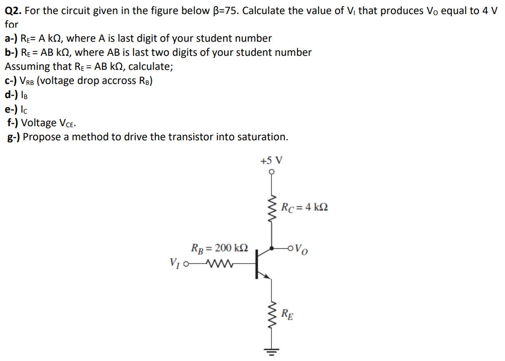 Solved Q2 For The Circuit Given In The Figure Below B75 