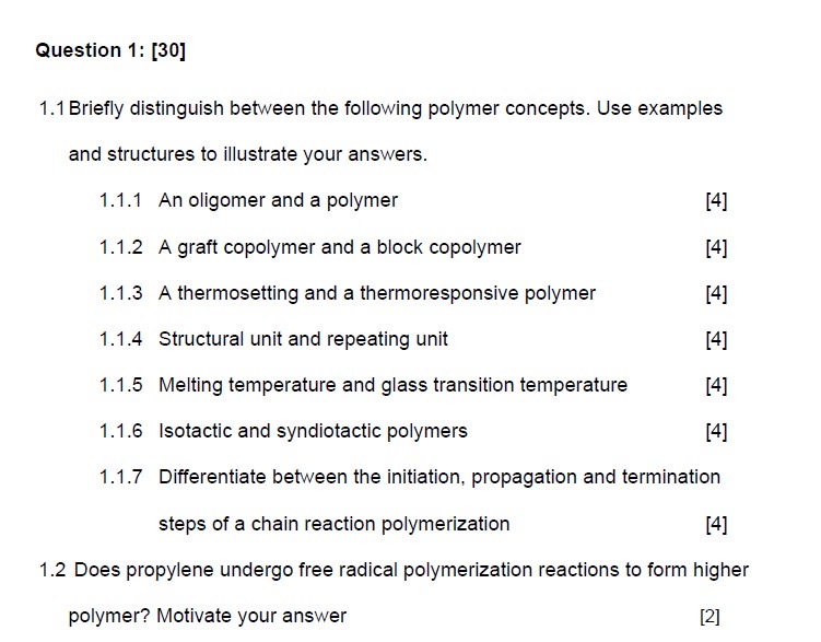 Solved Question 1: [30]1.1 ﻿Briefly distinguish between the | Chegg.com