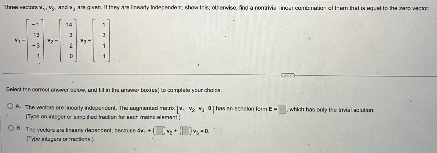 Solved Three vectors \\( v_{1}, v_{2} \\), and \\( v_{3} \\) | Chegg.com