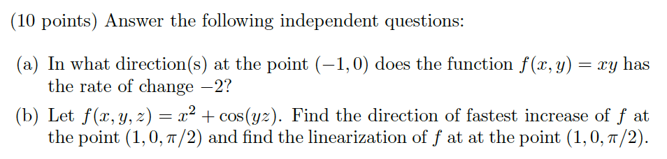 Solved (10 points) Answer the following independent | Chegg.com