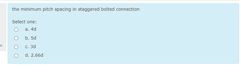 Solved the minimum pitch spacing in staggered bolted | Chegg.com