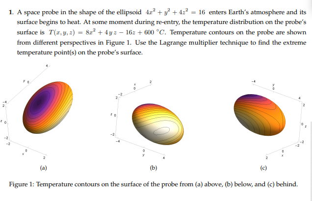 Solved 1. A space probe in the shape of the ellipsoid | Chegg.com