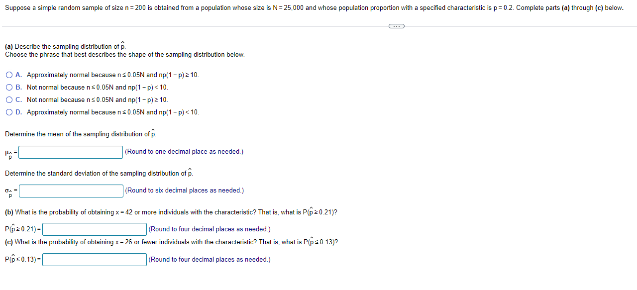 Solved Suppose a simple random sample of size n=200 is | Chegg.com