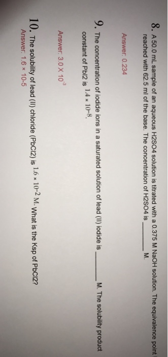 Solved A 50.0 mL sample of an aqueous H2SO4 solution is | Chegg.com