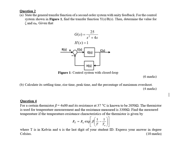 Solved Question 2 (a) State the general transfer function of | Chegg.com