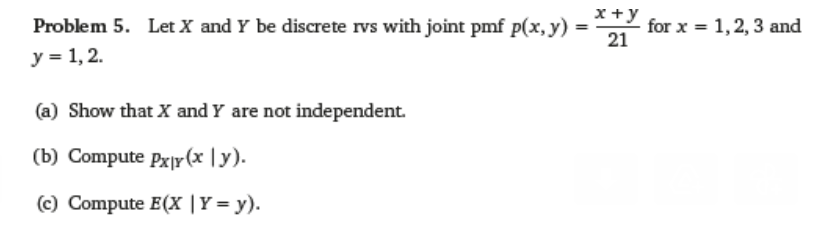 Solved Problem 5. Let X and Y be discrete rvs with joint pmf | Chegg.com