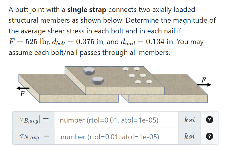 Solved A butt joint with a single strap connects two axially | Chegg.com