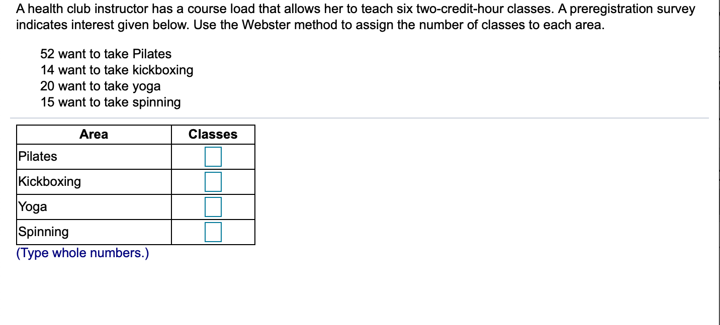 Solved A health club instructor has a course load that | Chegg.com