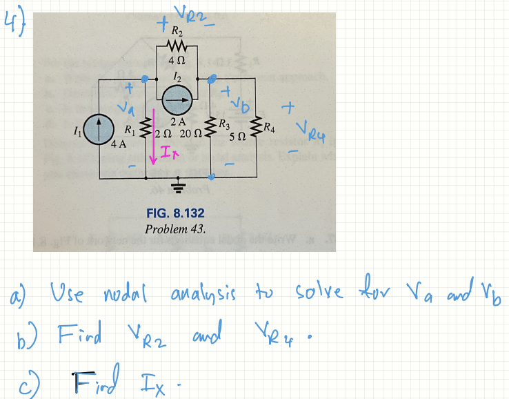 a) ﻿Use nodal analysis to solve for Va ﻿and Vbb) | Chegg.com