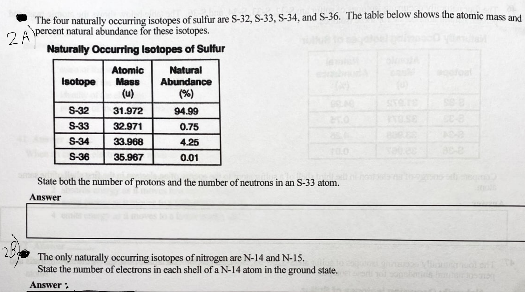 Solved The four naturally occurring isotopes of sulfur are | Chegg.com