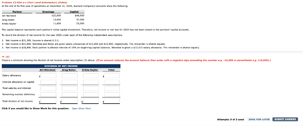 Solved Problem 12-02A a-c (Part Level Submission) (Video) At | Chegg.com