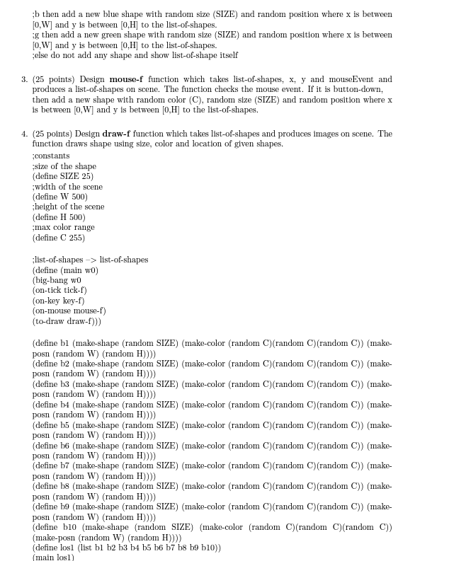 Solved a . Question : Design a simulation using DrRacket | Chegg.com