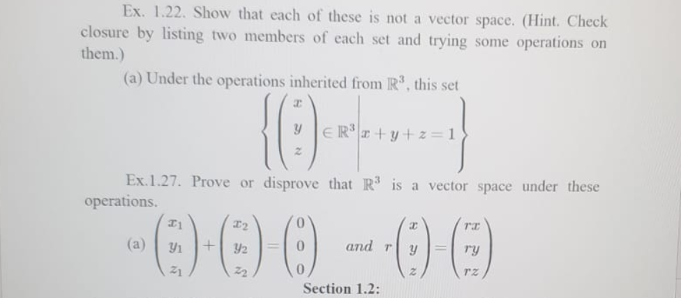 Solved Ex. 1.22. Show that each of these is not a vector | Chegg.com
