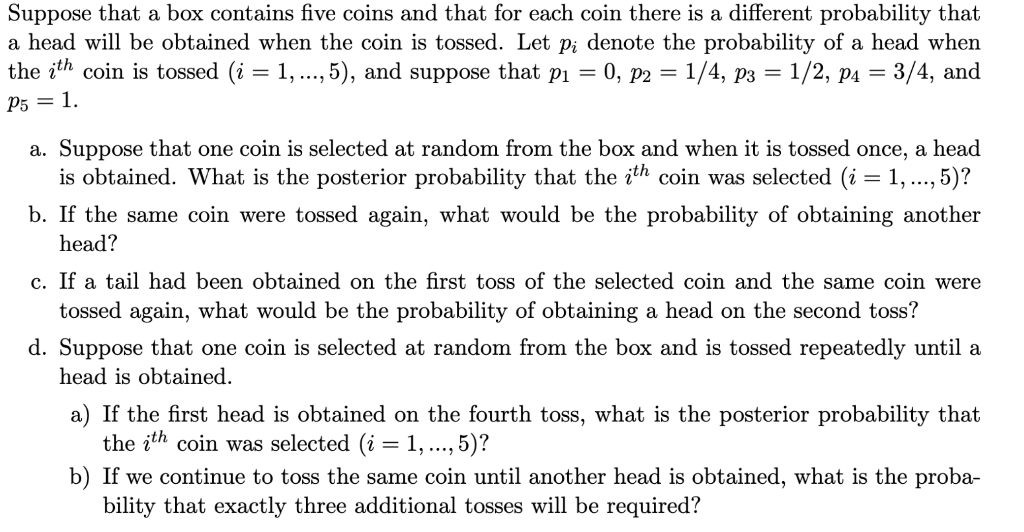 Solved Suppose that a box contains five coins and that for | Chegg.com
