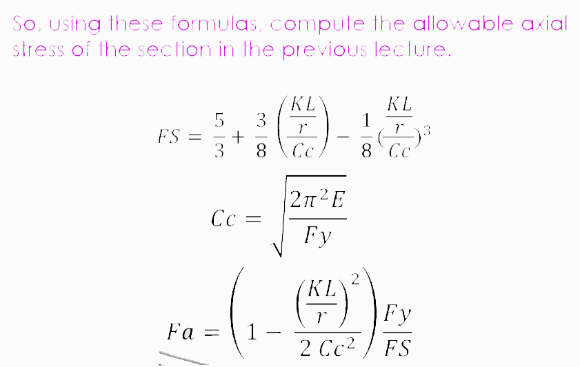 Solved Column Analysis Using the AISC Equations Calculate | Chegg.com