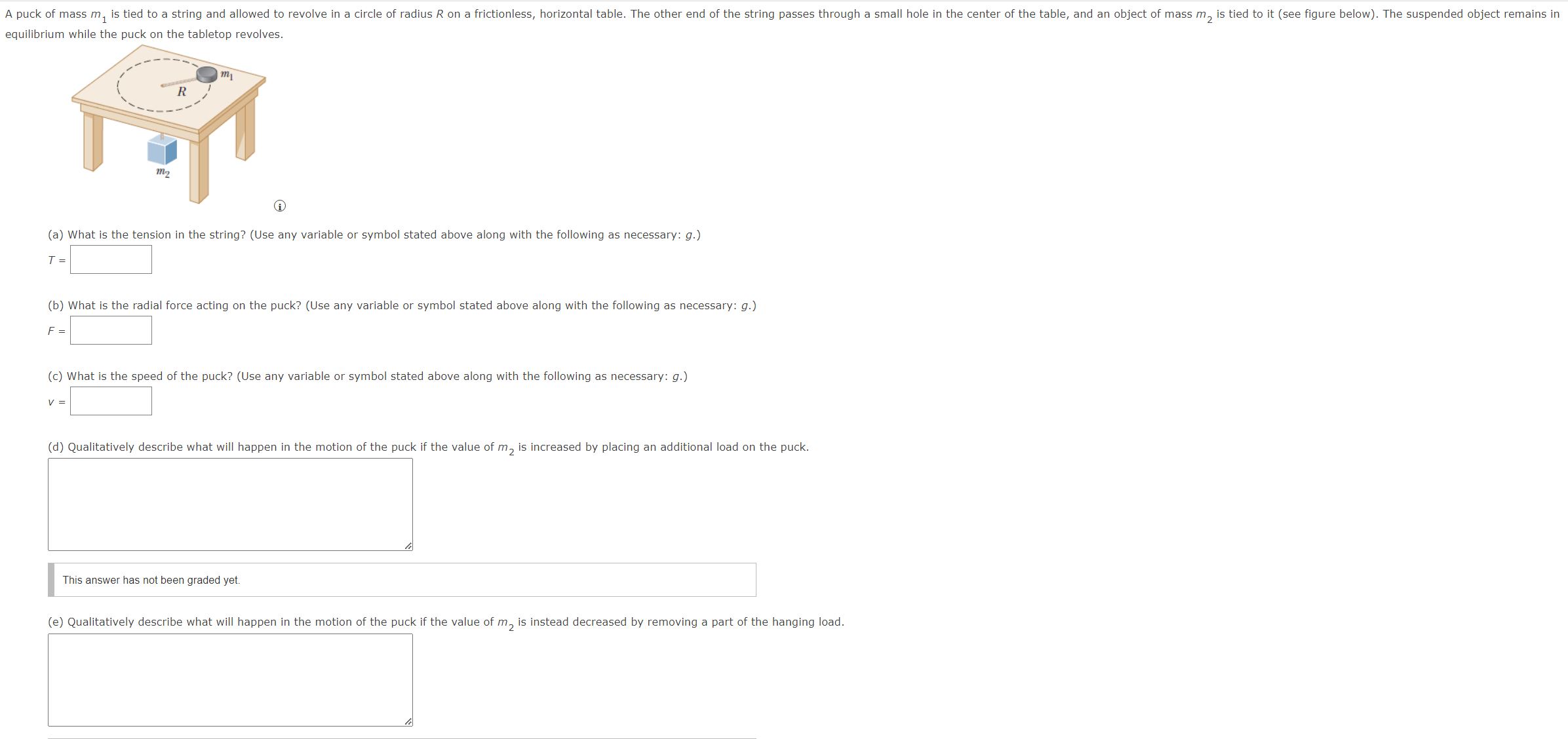 Solved A puck of mass m1 is tied to a string and allowed to | Chegg.com