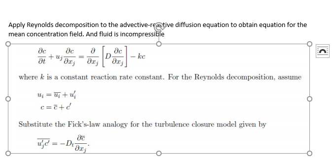 Solved Apply Reynolds decomposition to the advective-r@tive | Chegg.com