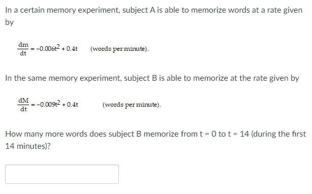 Solved In a certain memory experiment, subject A is able to | Chegg.com