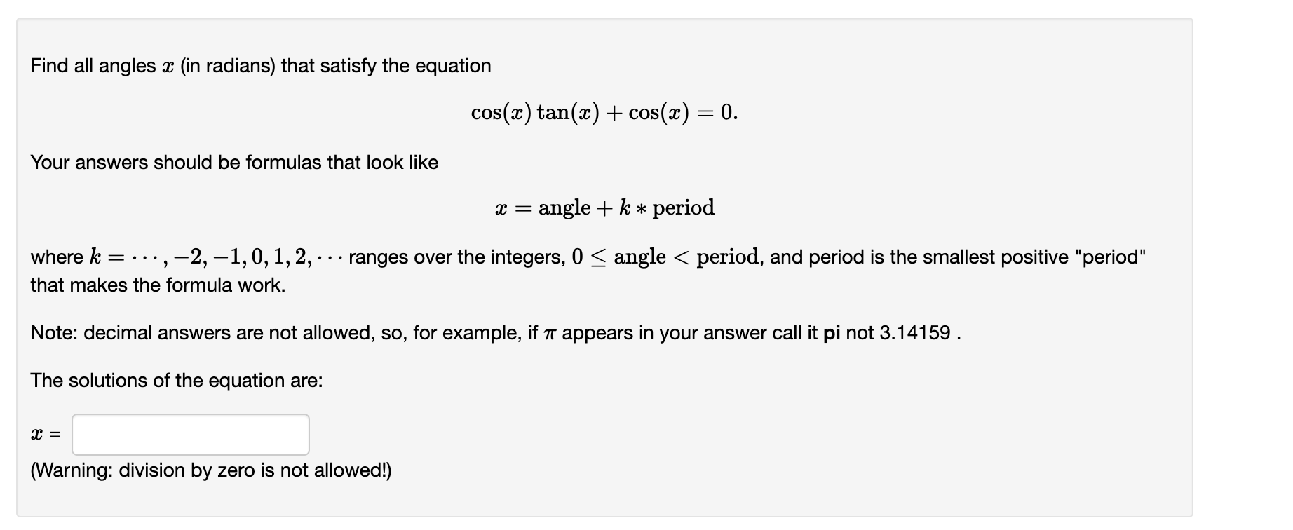 Solved Find all angles x (in radians) that satisfy the | Chegg.com