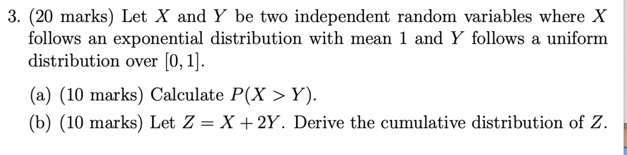 Solved 3. (20 marks) Let X and Y be two independent random | Chegg.com