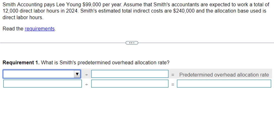 Solved Requirement 2:Total estimated indirect cost-_______ | Chegg.com
