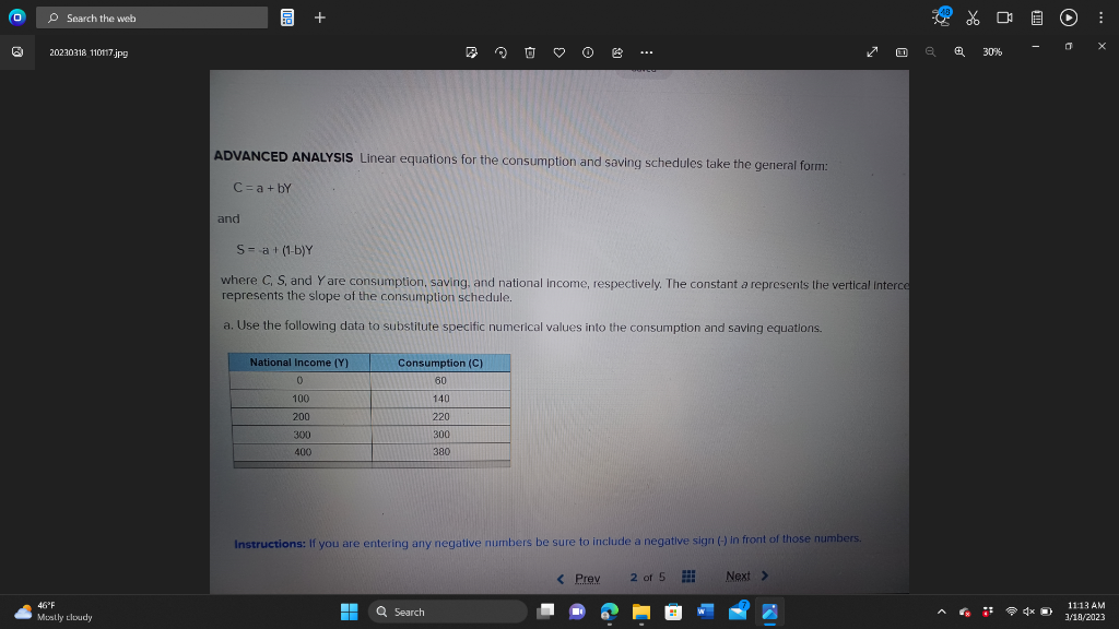 Solved ADVANCED ANALYSIS Linear equations for the | Chegg.com