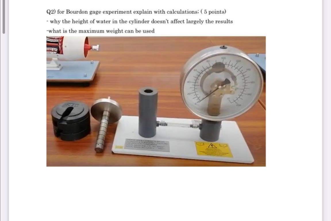 Solved Q2) for Bourdon gage experiment explain with | Chegg.com