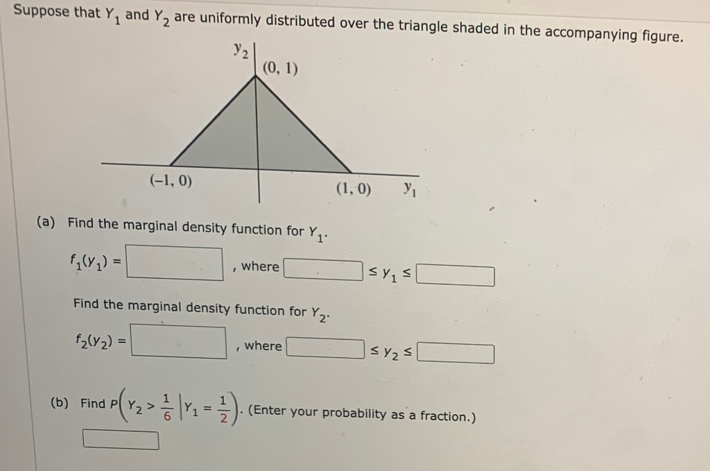 Solved Suppose that Y, and Y2 are uniformly distributed over | Chegg.com