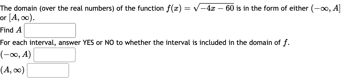 Solved The domain (over the real numbers) ﻿of the function | Chegg.com