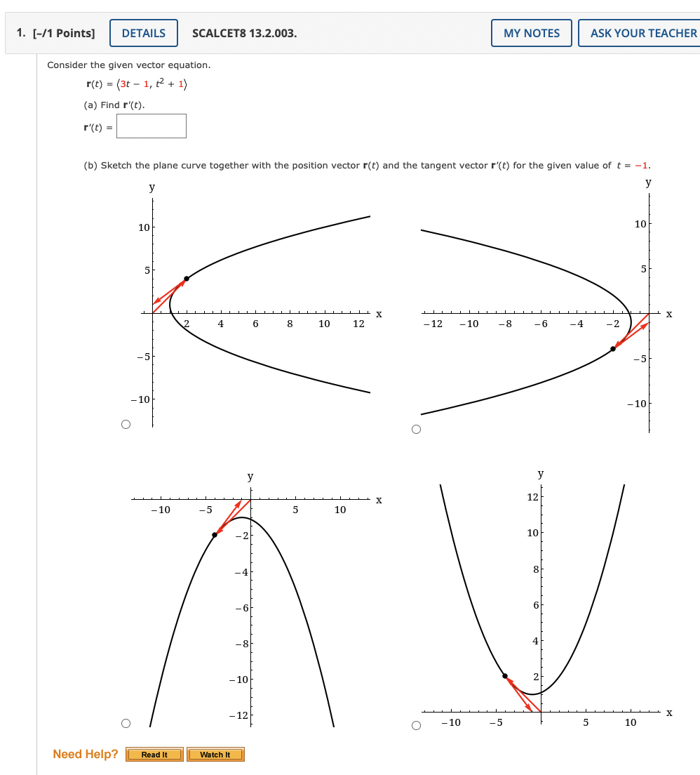 Solved 1. [-/1 Points] DETAILS SCALCET8 13.2.003. MY NOTES | Chegg.com