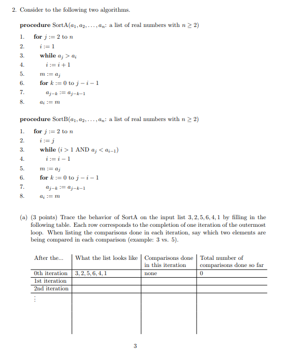 Solved 2. Consider to the following two algorithms. | Chegg.com