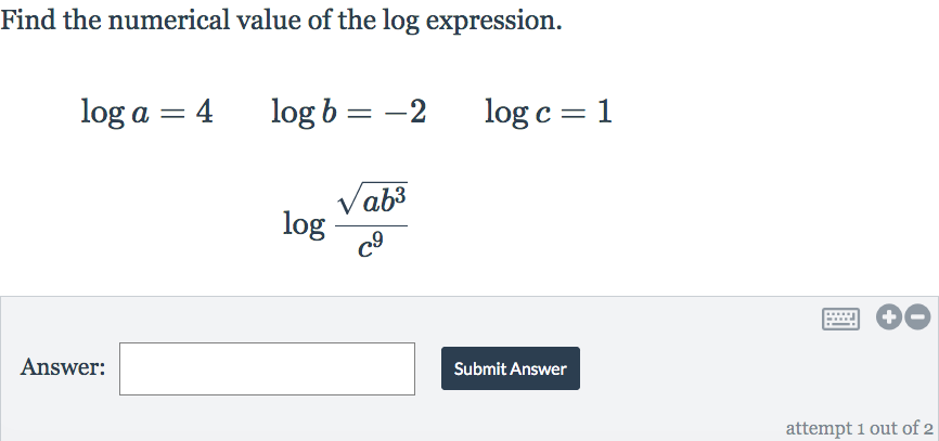 Solved Find the numerical value of the log expression. log a | Chegg.com