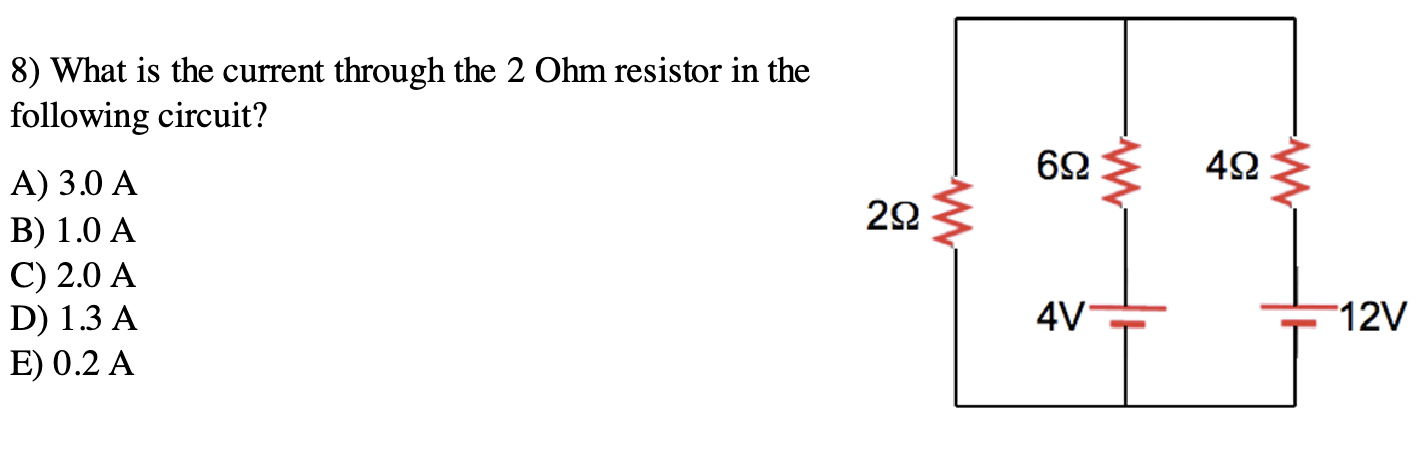 Solved What is the current through the 2Ohm resistor in | Chegg.com