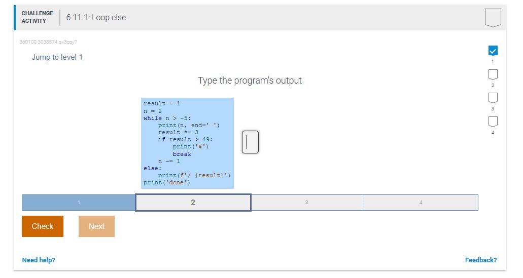 Jump to level 1Type the program's outputresult | Chegg.com