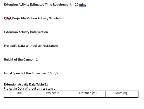 Extension Activity Estimated Time Requirement - 20 | Chegg.com