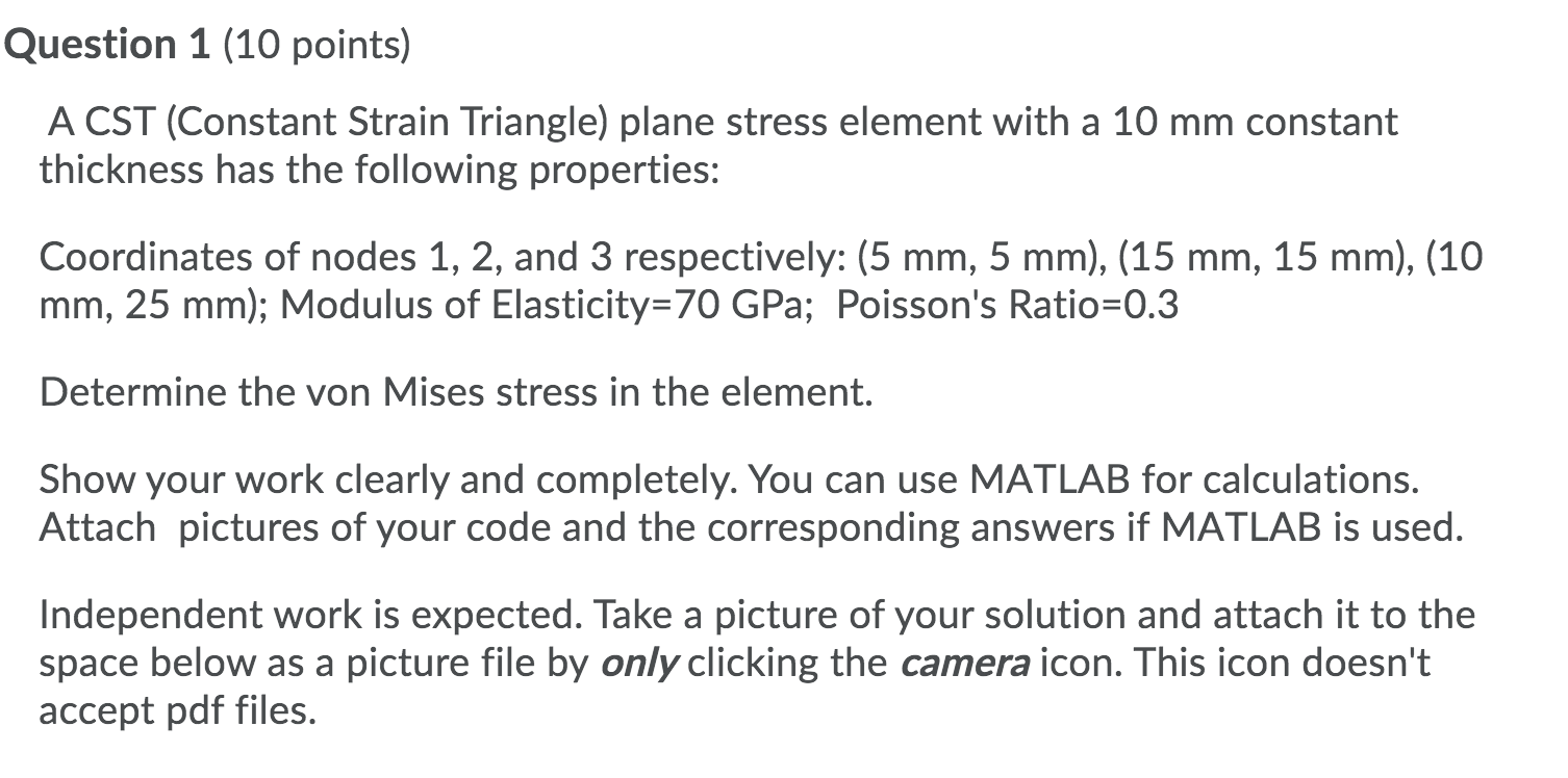 Solved Question 1 (10 points) A CST (Constant Strain | Chegg.com