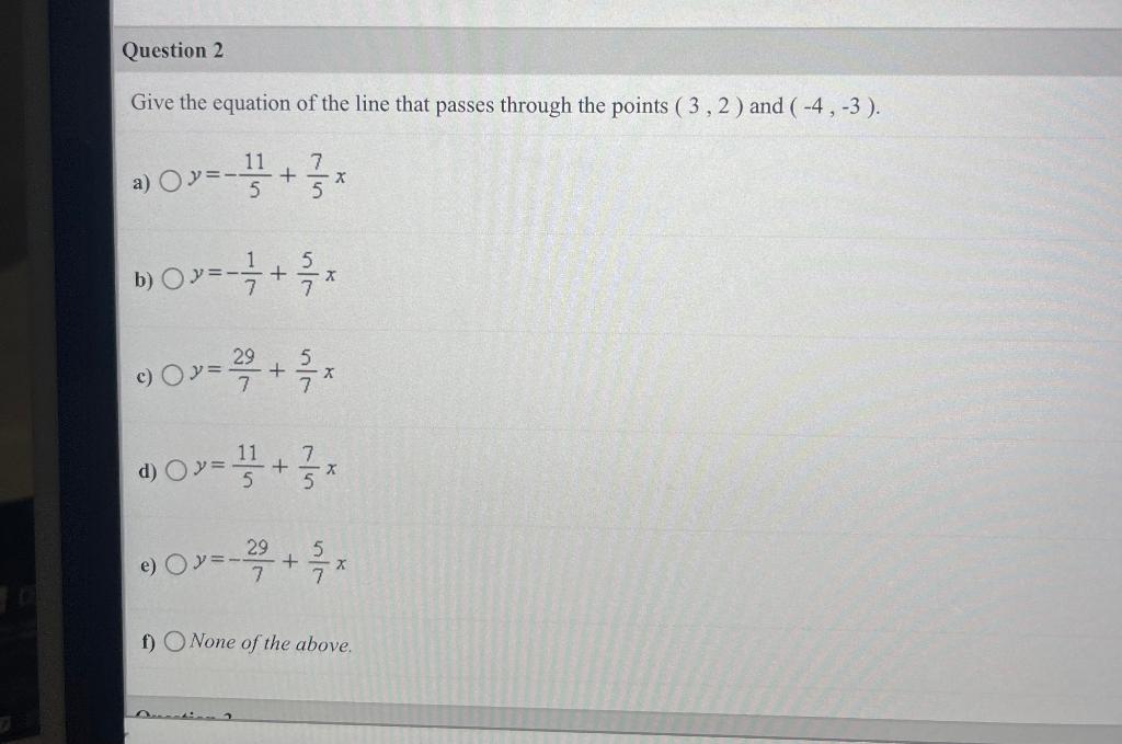 Solved Give the equation of the line that passes through the | Chegg.com