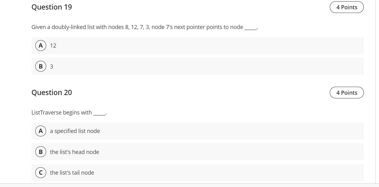 Solved Question 16 4 Points Each Node In A Doubly Linked 