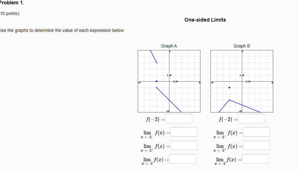 Solved Problem 1. 10 points) One-sided Limits Use the graphs | Chegg.com