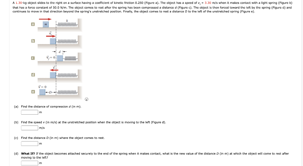 Solved (a) Find the distance of compression d (in m). m (b) | Chegg.com
