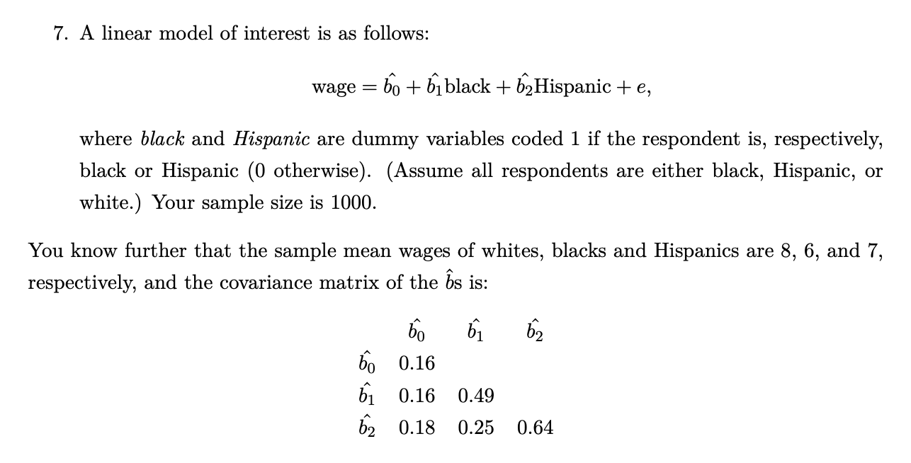 1. Use the information below to solve for the OLS | Chegg.com