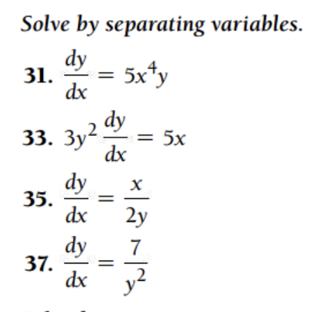Solved Solve by separating variables. Do all problems and | Chegg.com