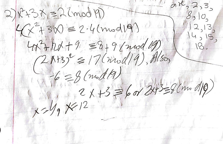 Solved Problem 1 Find all quadratic residues modulo 19. | Chegg.com