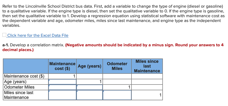 Solved Refer to the Lincolnville School District bus data. | Chegg.com