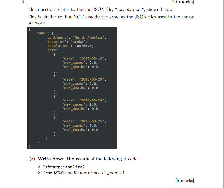 3. (10 marks] This question relates to the the JSON | Chegg.com