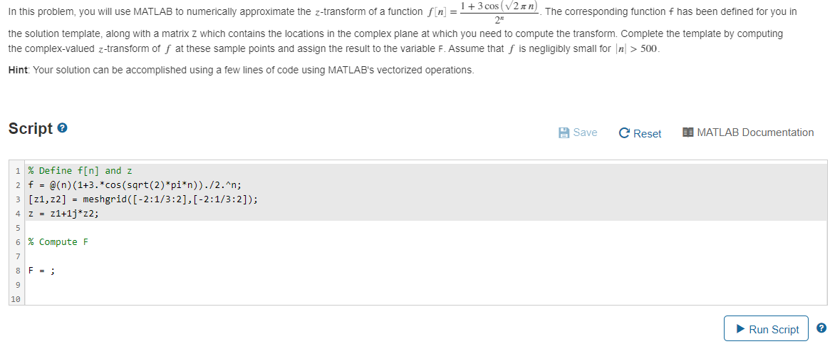 In this problem, you will use MATLAB to numerically | Chegg.com