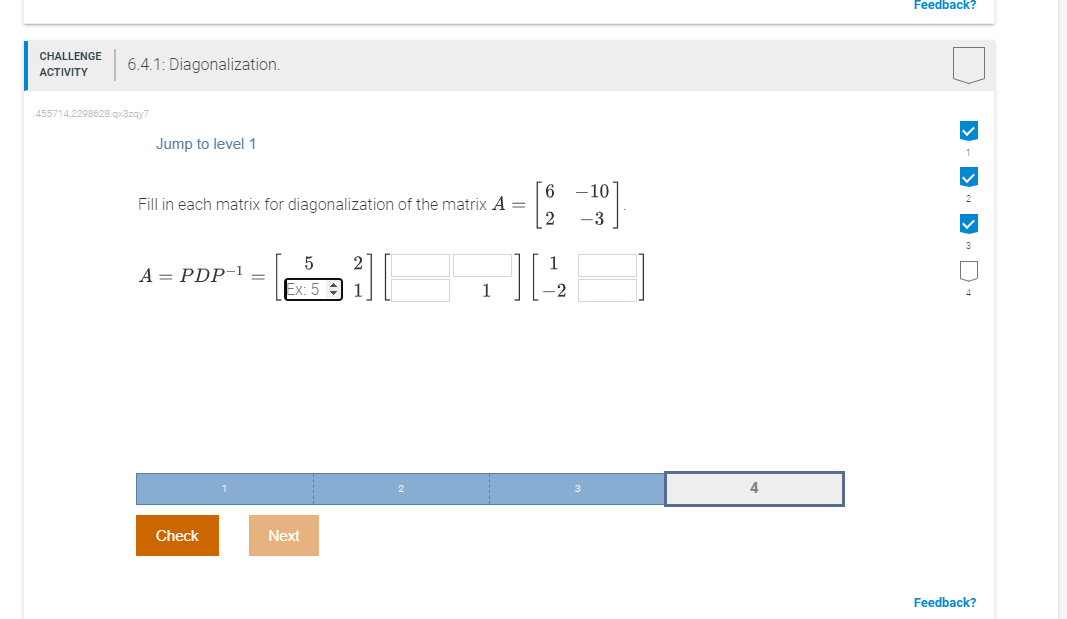 Solved Fill In Each Matrix For Diagonalization Of The Matrix